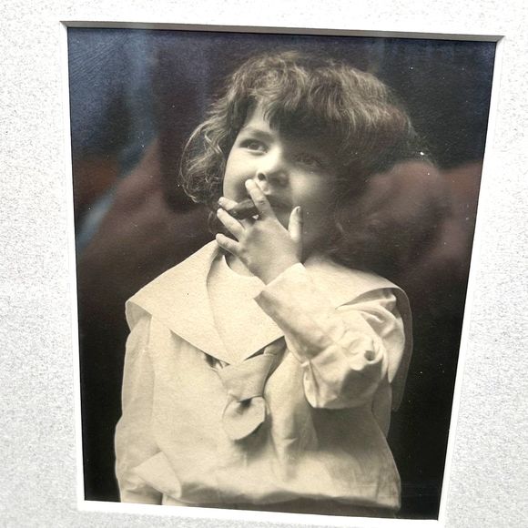 Accents | Framed Original Photo Of Child Smoking Cigar | Poshmark
